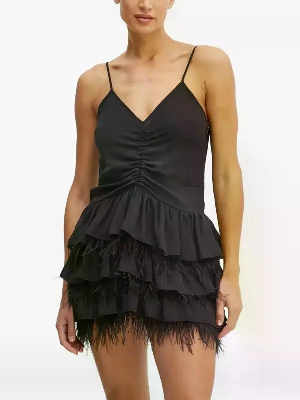 SILVIAN HEACH Ruffled Feather-trimmed Mini Dress
