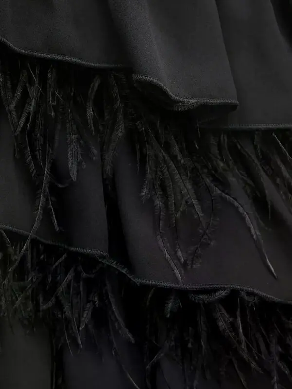 SILVIAN HEACH Ruffled Feather-trimmed Mini Dress