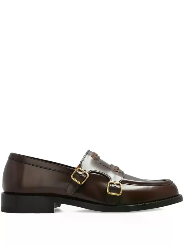 Marni Embroidered-logo Leather Loafers