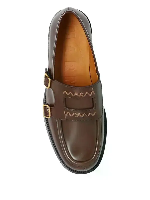 Marni Embroidered-logo Leather Loafers