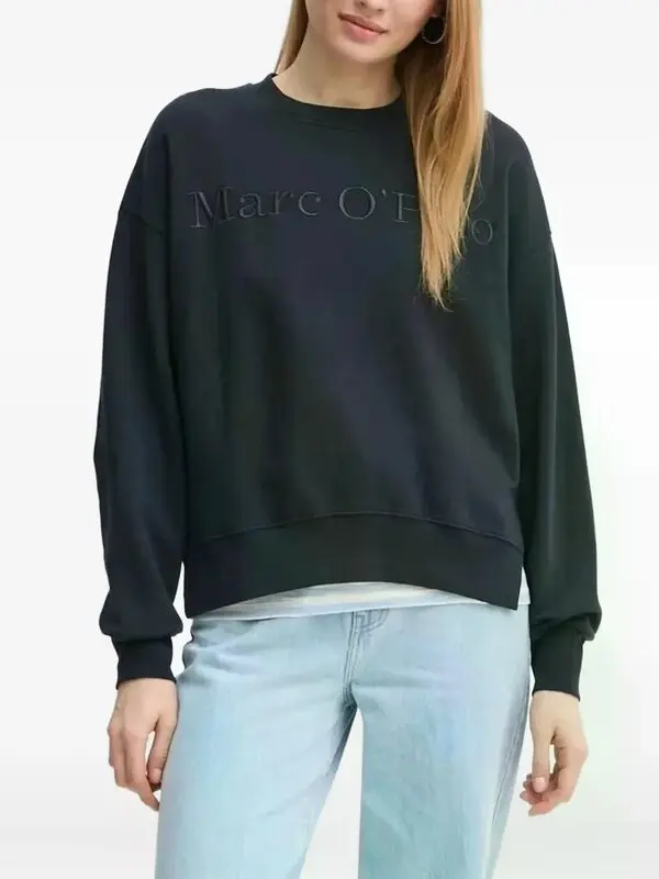 Marc O'polo Logo-embroidered Relaxed-fit Sweatshirt - Black