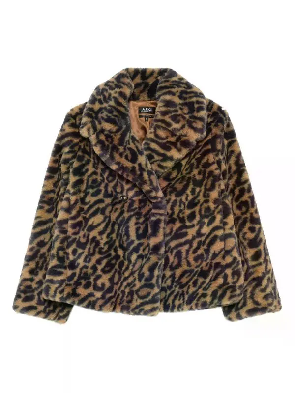 A.p.c. Leopard Print Double-breasted Jacket - Brown