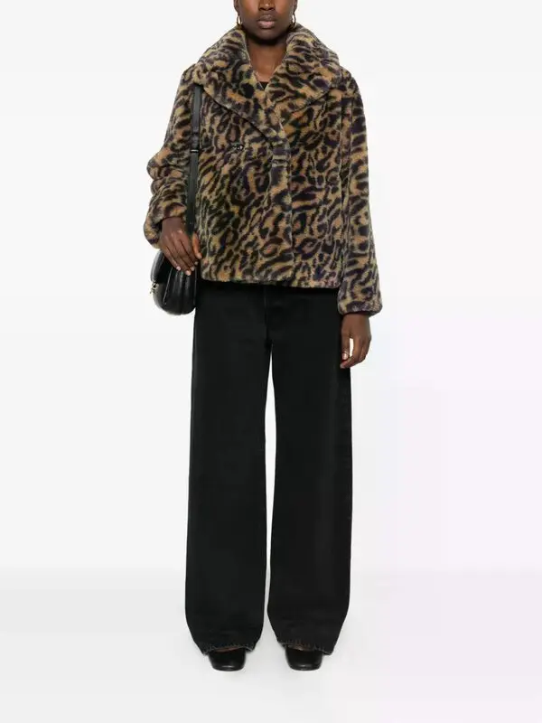A.p.c. Leopard Print Double-breasted Jacket - Brown