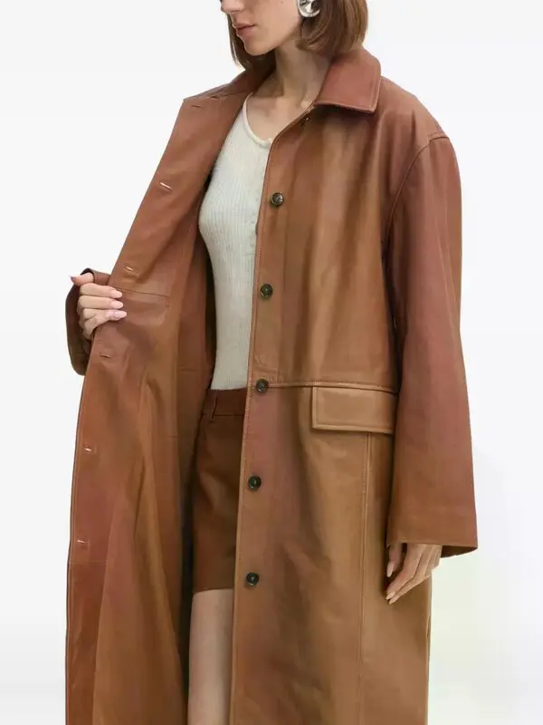 HERSKIND Button-fastening Leather Coat