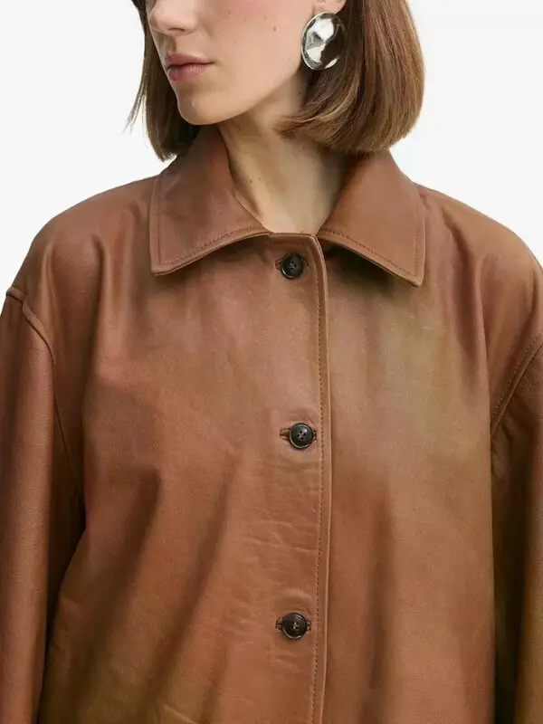 HERSKIND Button-fastening Leather Coat