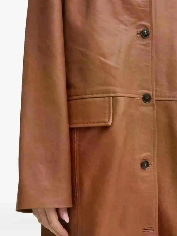 HERSKIND Button-fastening Leather Coat