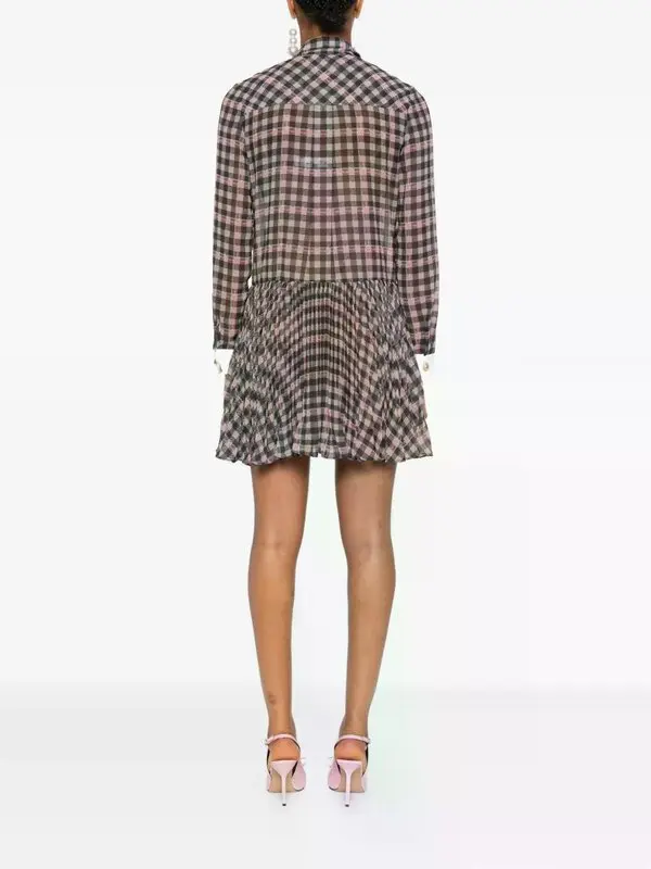 SELF-PORTRAIT Pleated Checked Dress