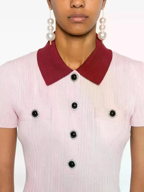 SELF-PORTRAIT Embellished Ribbed Mini Dress