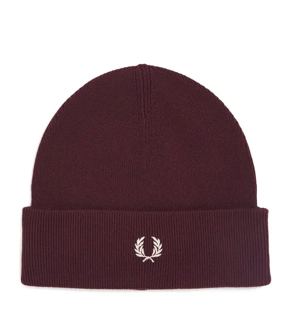 Fred Perry Wool-cotton Classic Beanie - Burgundy