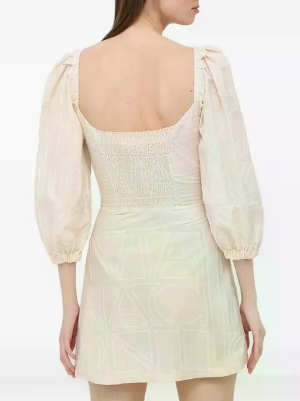 Liviana Conti Puff-sleeve Embroidered Mini Dress - Neutrals