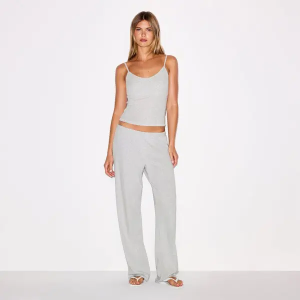 SKIMS Heavy Pointelle Straight Leg Pant - Light Heather Grey