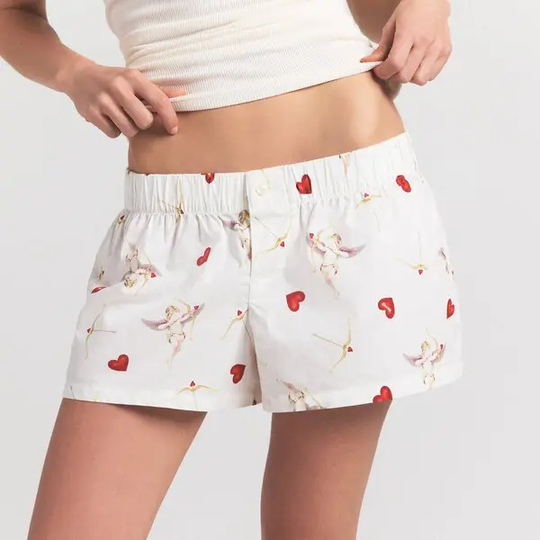 SKIMS Cotton Poplin Boxer Sleep Set - Marble Cherub Print