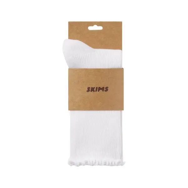 SKIMS Lettuce Edge Crew Sock 2 Pack - Snow