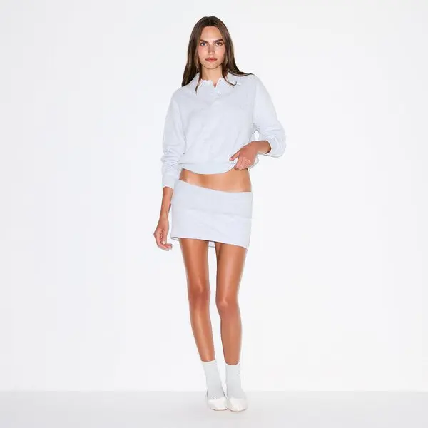 SKIMS Cotton Fleece Foldover Mini Skirt - Light Heather Grey