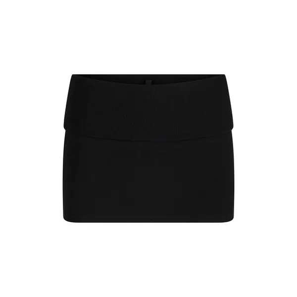 SKIMS Cotton Fleece Foldover Mini Skirt - Onyx
