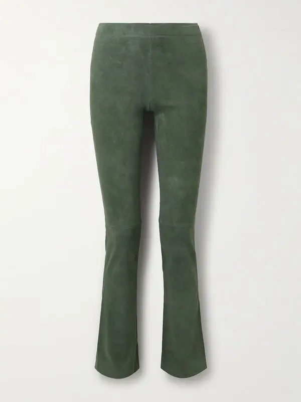 Stouls Jp Paneled Suede Flared Pants - Green