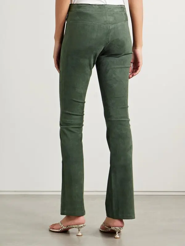 Stouls Jp Paneled Suede Flared Pants - Green