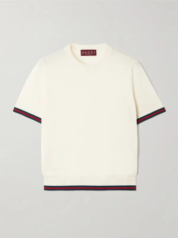 Gucci Striped Cashmere And Silk-blend Top