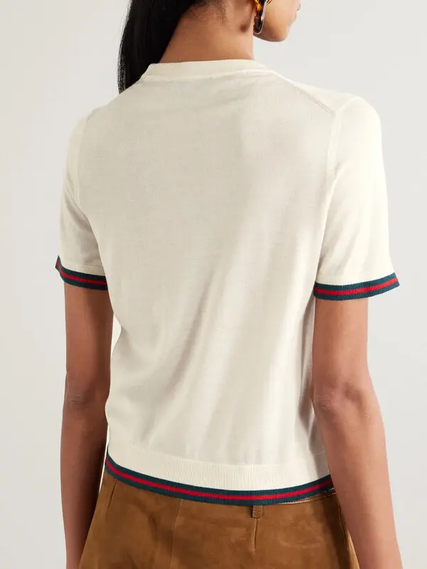Gucci Striped Cashmere And Silk-blend Top