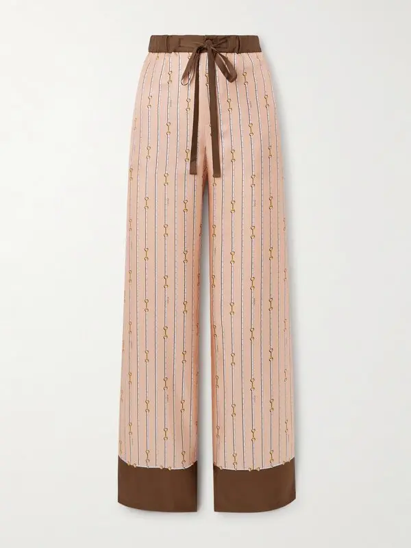 Gucci Striped Silk-twill Wide-leg Pants