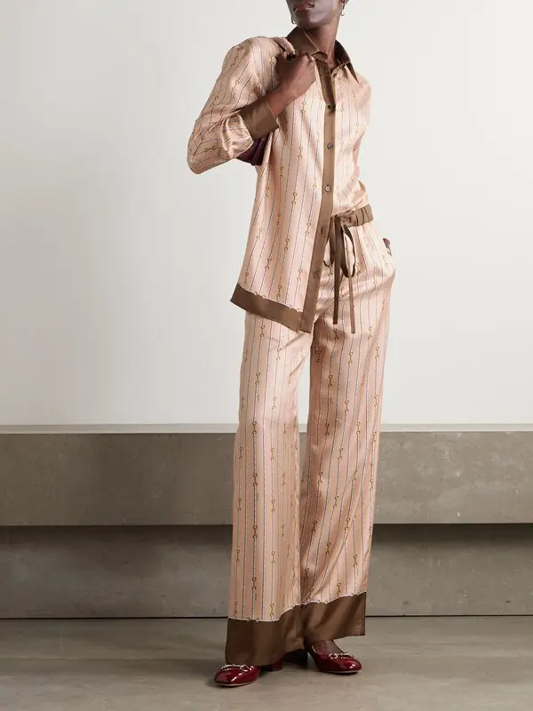 Gucci Striped Silk-twill Wide-leg Pants
