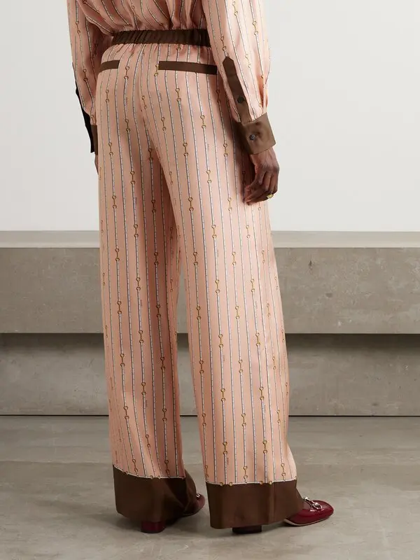 Gucci Striped Silk-twill Wide-leg Pants