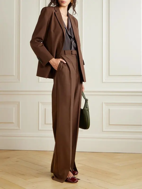 Gucci Wool-blend Wide-leg Pants With Slit Cuff
