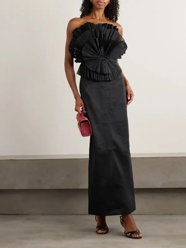 aje black ruffle dress Transcendent Ruffle Midi Dress-BLACK / XS main image 1