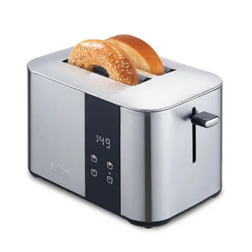 SALTON Stainless Steel Digital Countdown Toaster 2 Slice - Silver