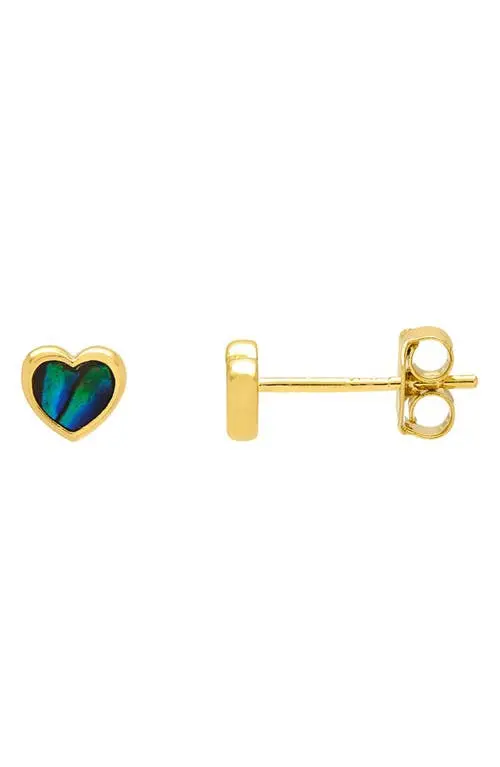 Estée Lauder Abalone Heart Stud Earrings - Gold
