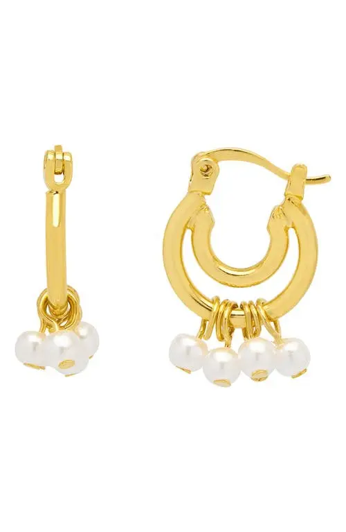 Estée Lauder Pearl Drop Double Hoop Earrings - Gold