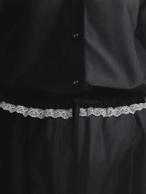 ALAS Cotton Silk Barrel Leg Pants - Black