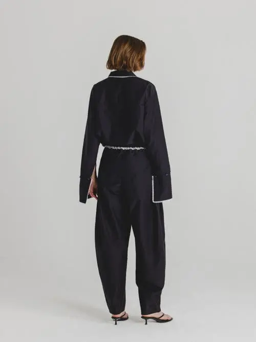 ALAS Cotton Silk Barrel Leg Pants - Black