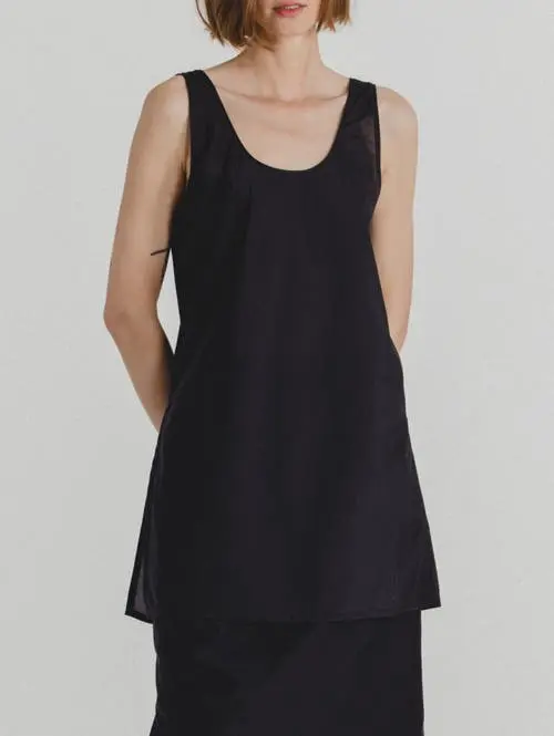 ALAS Silk Cotton Tank Top - Black