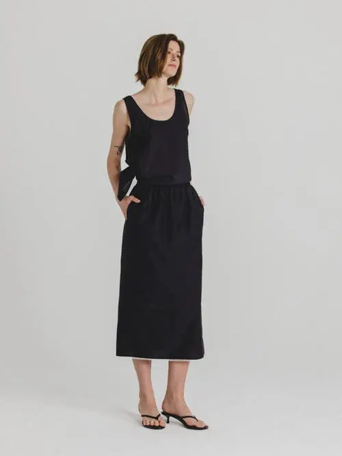 ALAS Silk Cotton Tank Top - Black