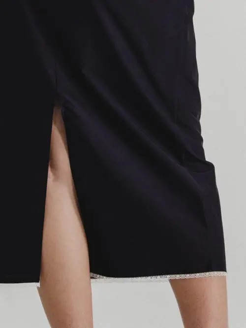 ALAS Cotton Silk Skirt With Lace Trim