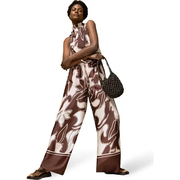 RO&ZO Printed Wide Leg Trousers