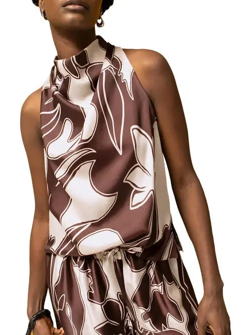 RO&ZO Swirl Print Drape Top