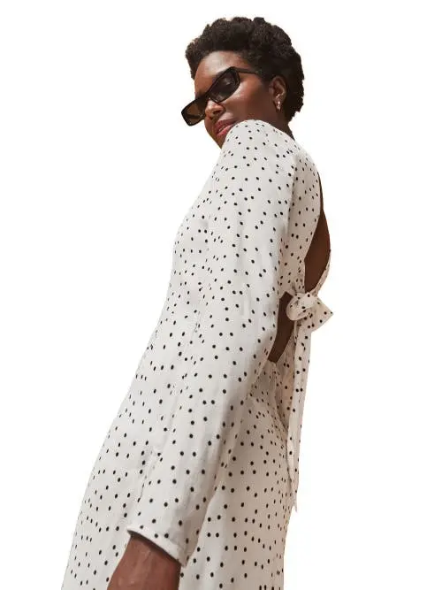 RO&ZO Polka Dot Tie Back Midi Dress