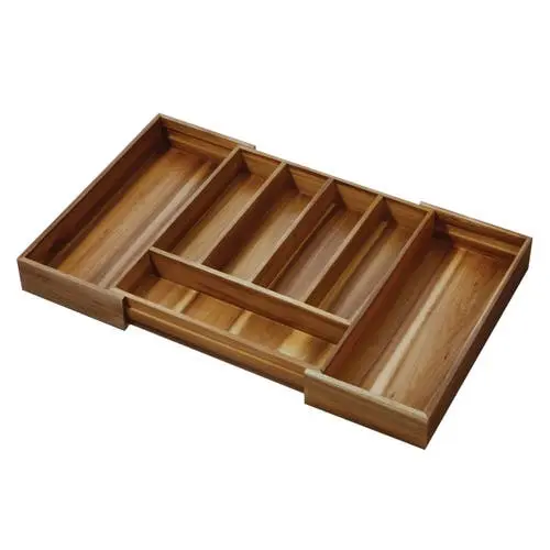 IDESIGN Expandable Acacia Wood Cutlery Drawer Organizerat - Natural