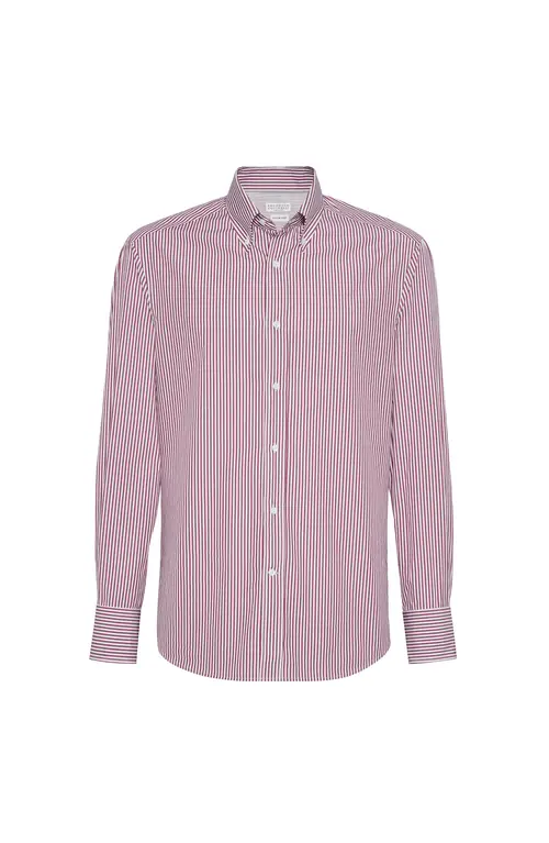 Brunello Cucinelli Striped Poplin Shirt - Light Purple