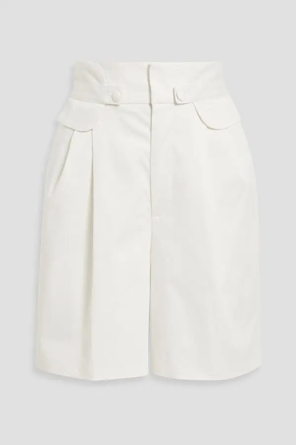 Red Valentino Pleated Cotton-blend Twill Shorts - White