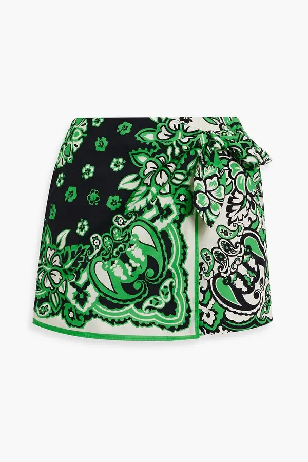 Red Valentino Printed Cotton-poplin Skirt-style Shorts
