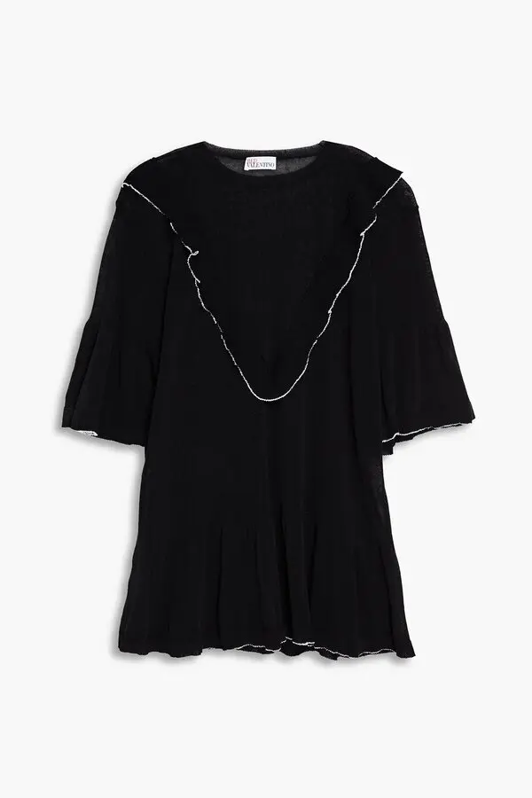 Red Valentino Ruffled Cotton-blend Top