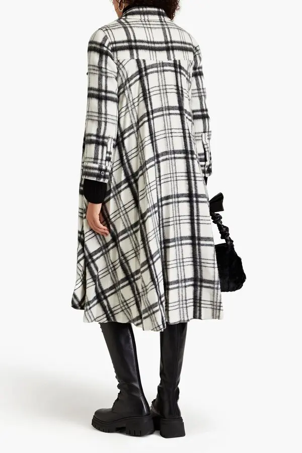 Red Valentino Checked Brushed Wool-blend Felt Coat