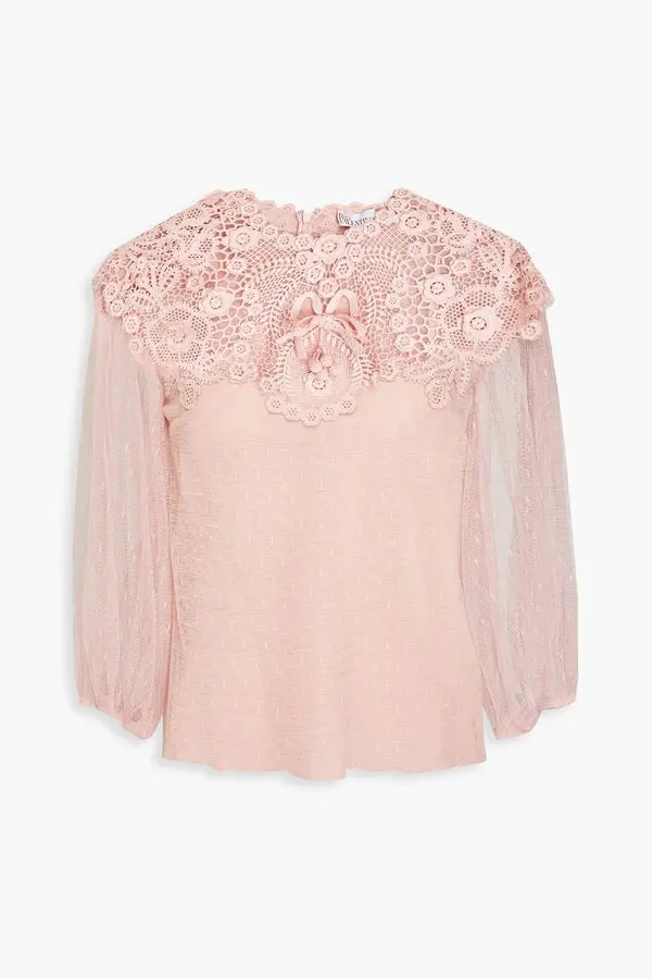 Red Valentino Embellished Point D'esprit Blouse