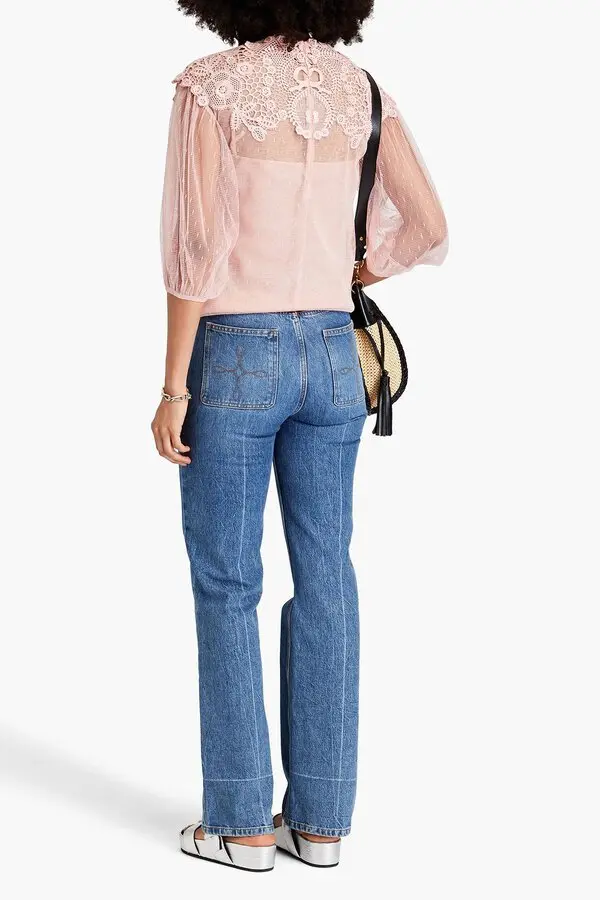 Red Valentino Embellished Point D'esprit Blouse