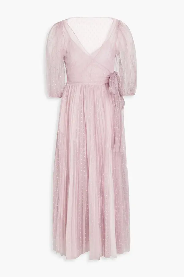 Red Valentino Point D'esprit Midi Wrap Dress