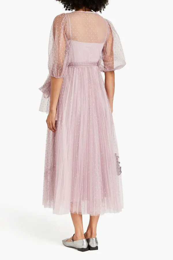 Red Valentino Point D'esprit Midi Wrap Dress