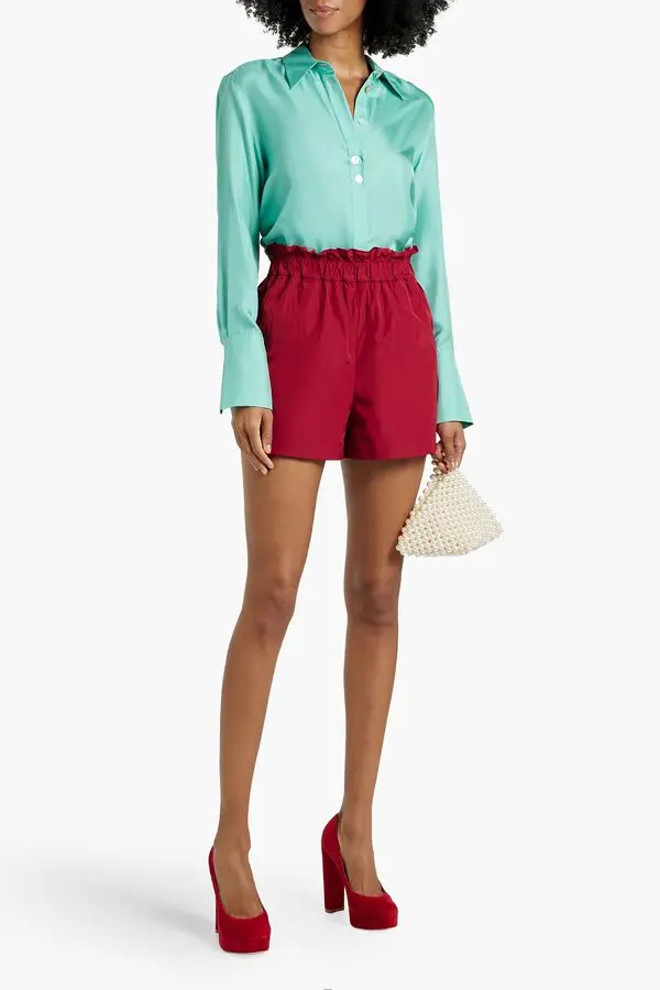 Red Valentino Ruffled Taffeta Shorts